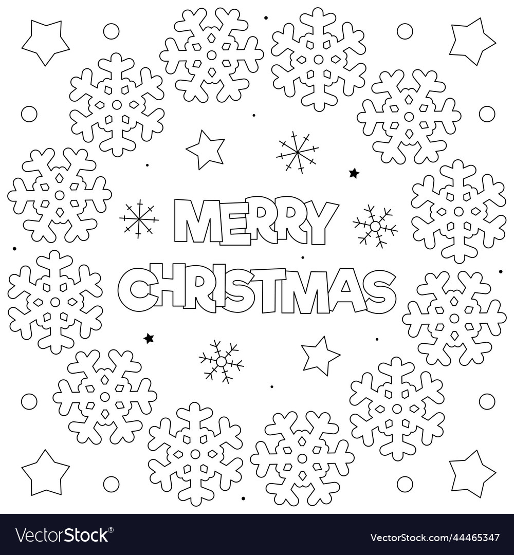 Merry christmas coloring page black and white Vector Image
