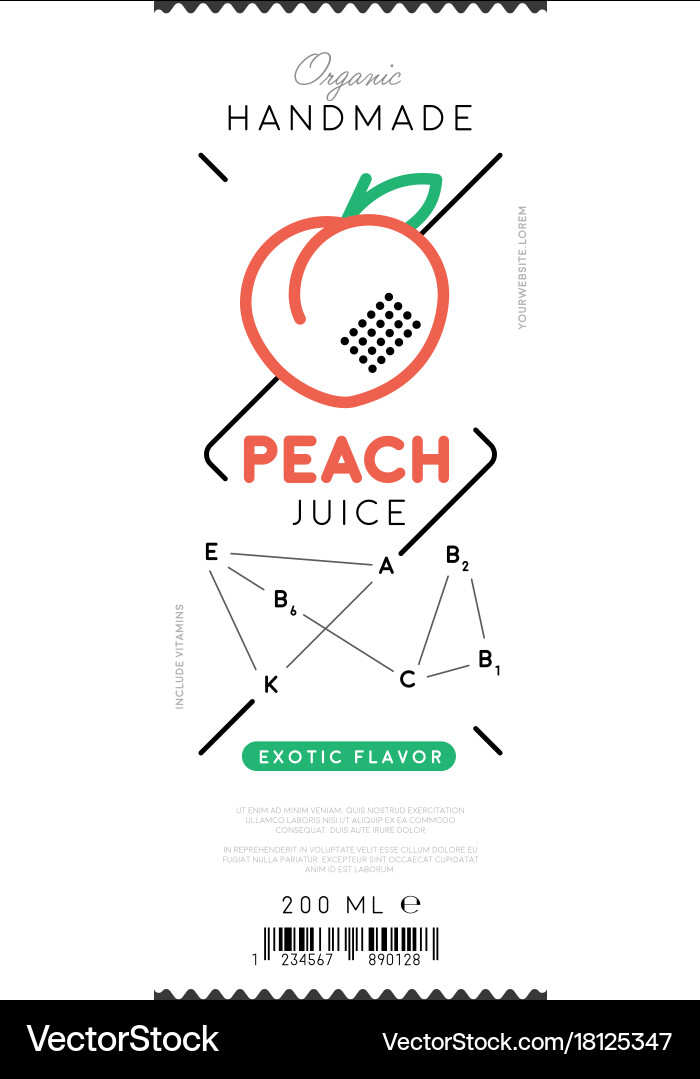 Peach juice label in trendy linear style Vector Image