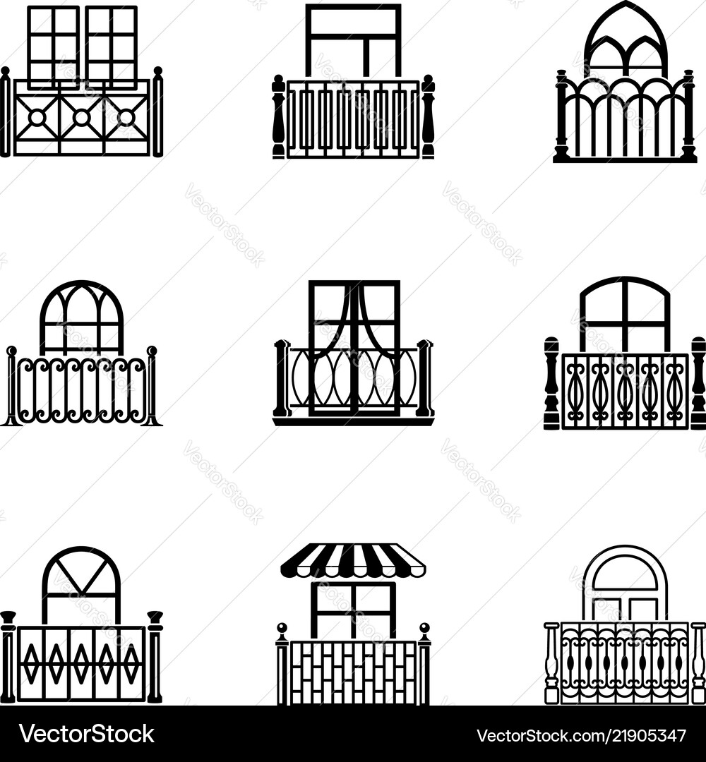 Porch icons set simple style Royalty Free Vector Image