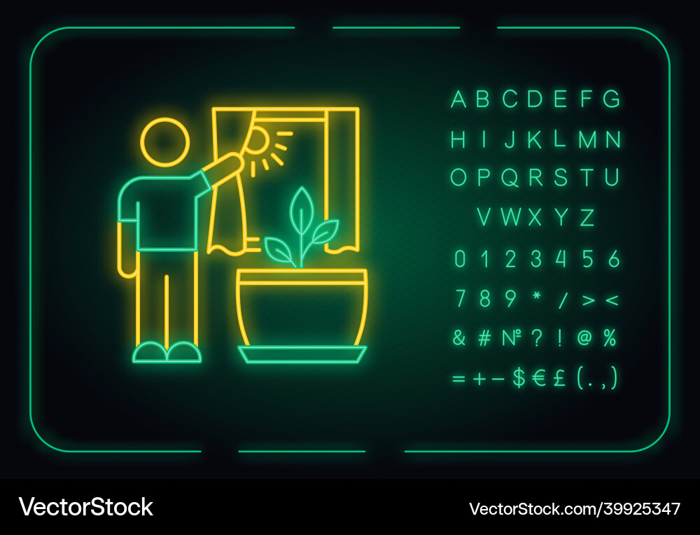 Providing sunlight for plant neon light icon Vector Image