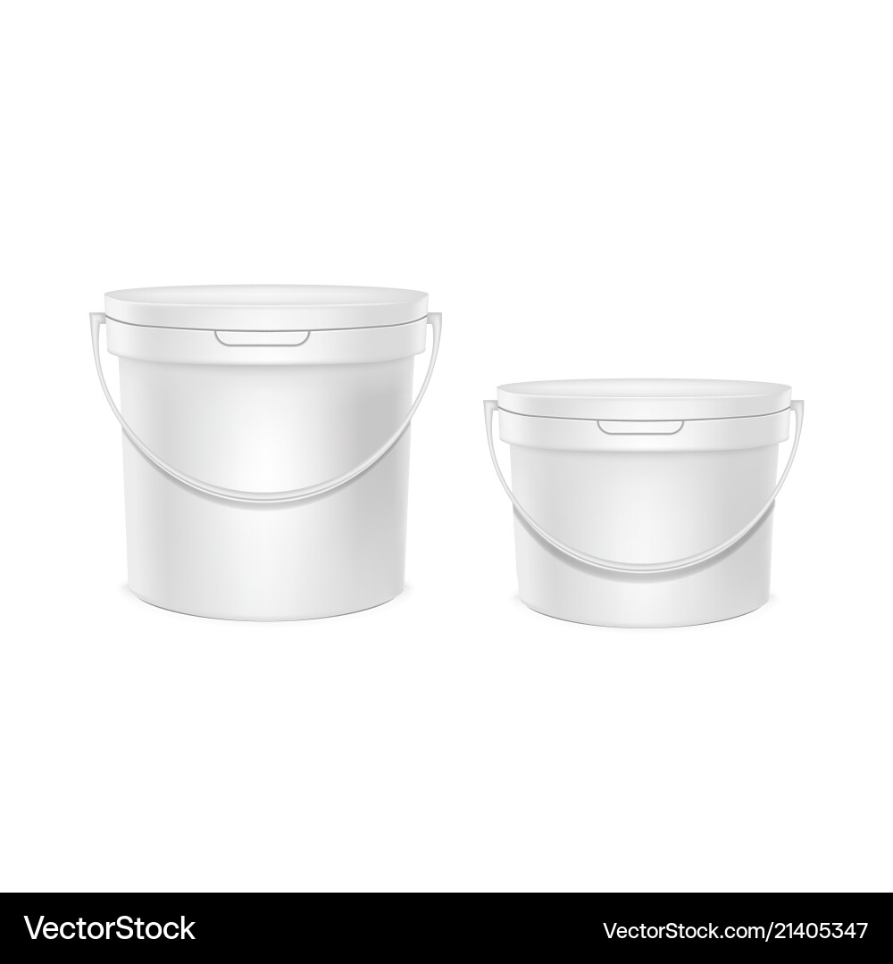 Realistic detailed 3d white blank plastic bucket Vector Image