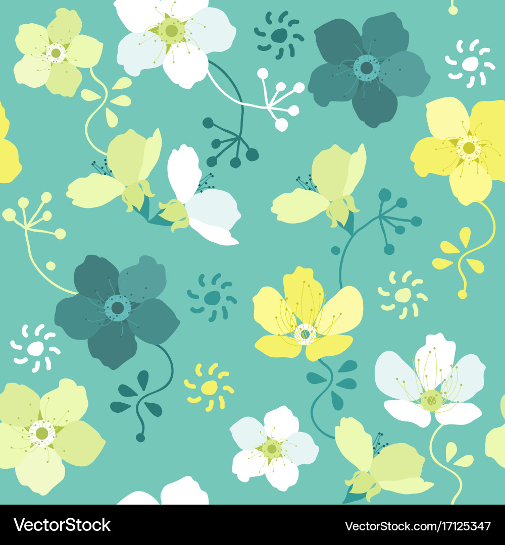Seamless floral pattern with colorful flowers Vector Image