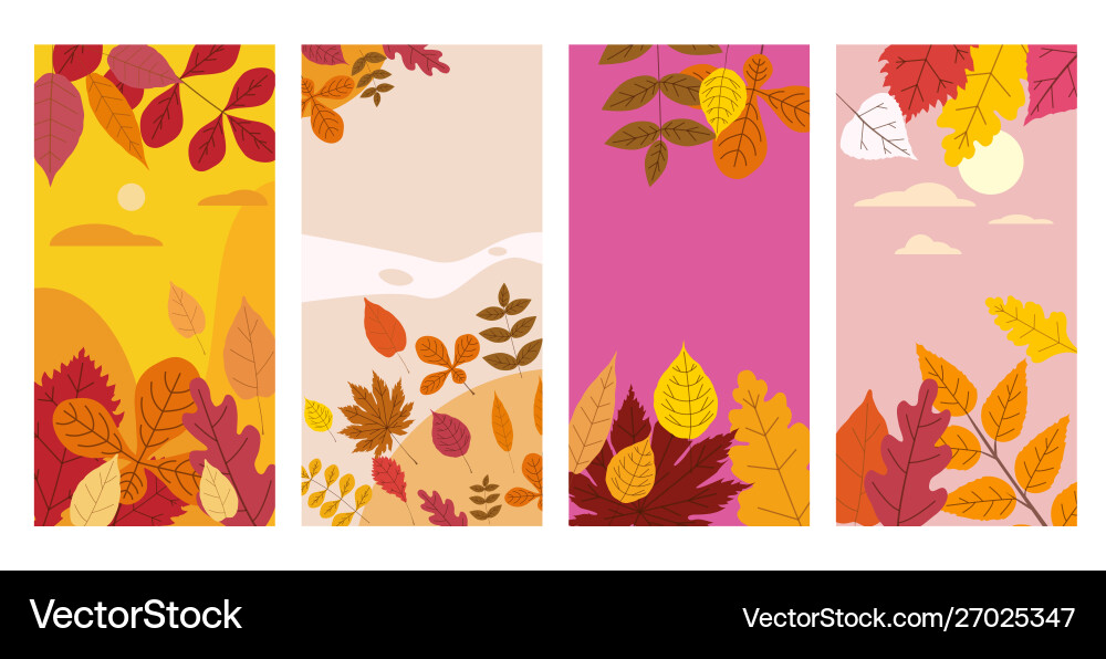 Set colorful autumn templates fallen Royalty Free Vector