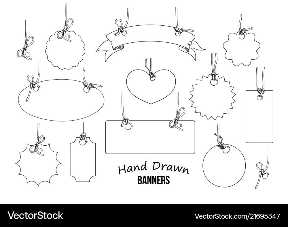Set hand drawn labels and banners hand drwn Vector Image