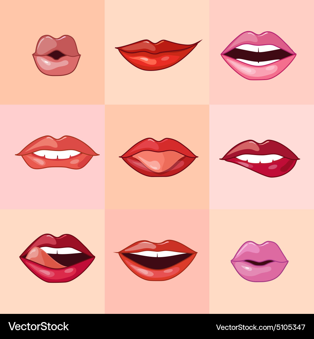 Set of Beautiful Female Lips Royalty Free Vector Image
