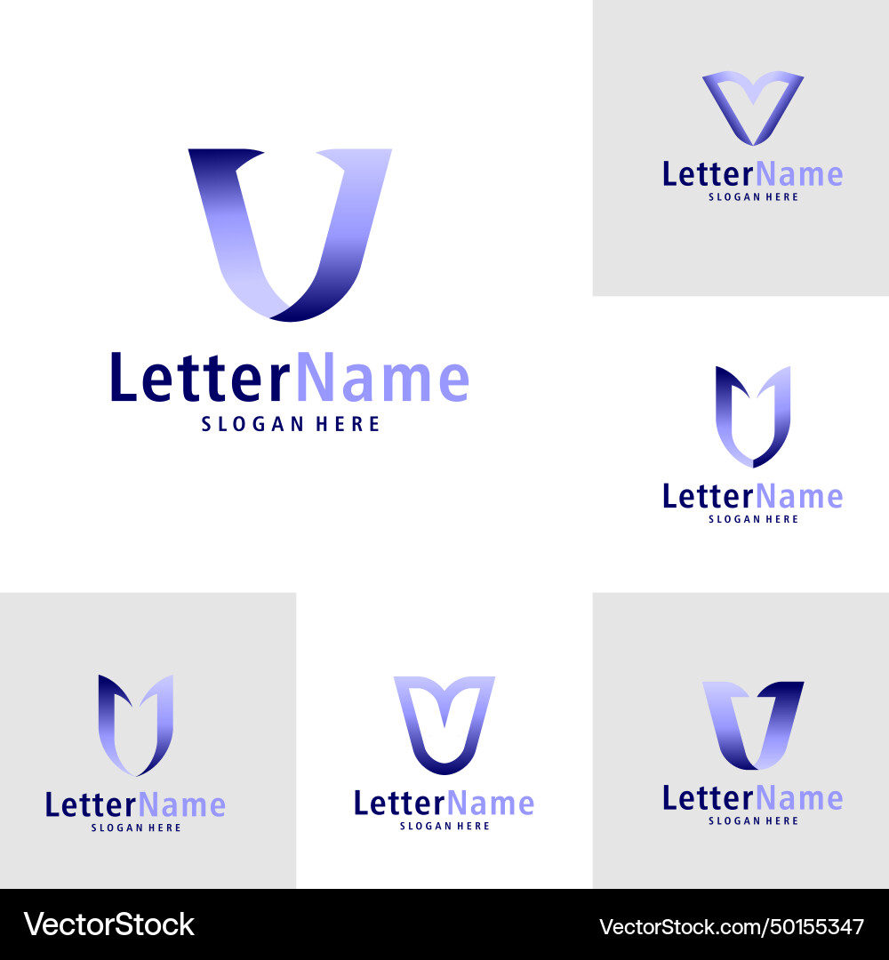 Set of modern letter v logo design creative Vector Image