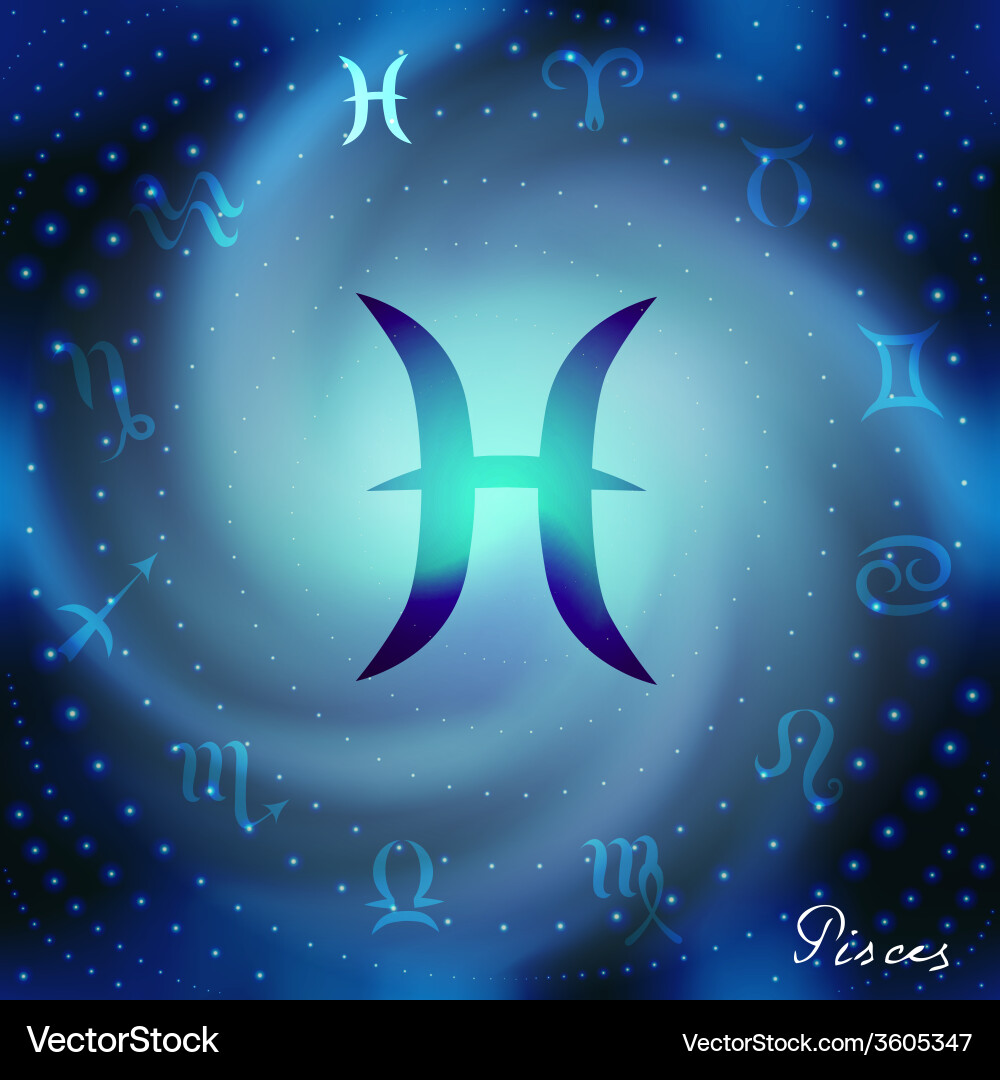 Space spiral with astrological pisces symbol Vector Image