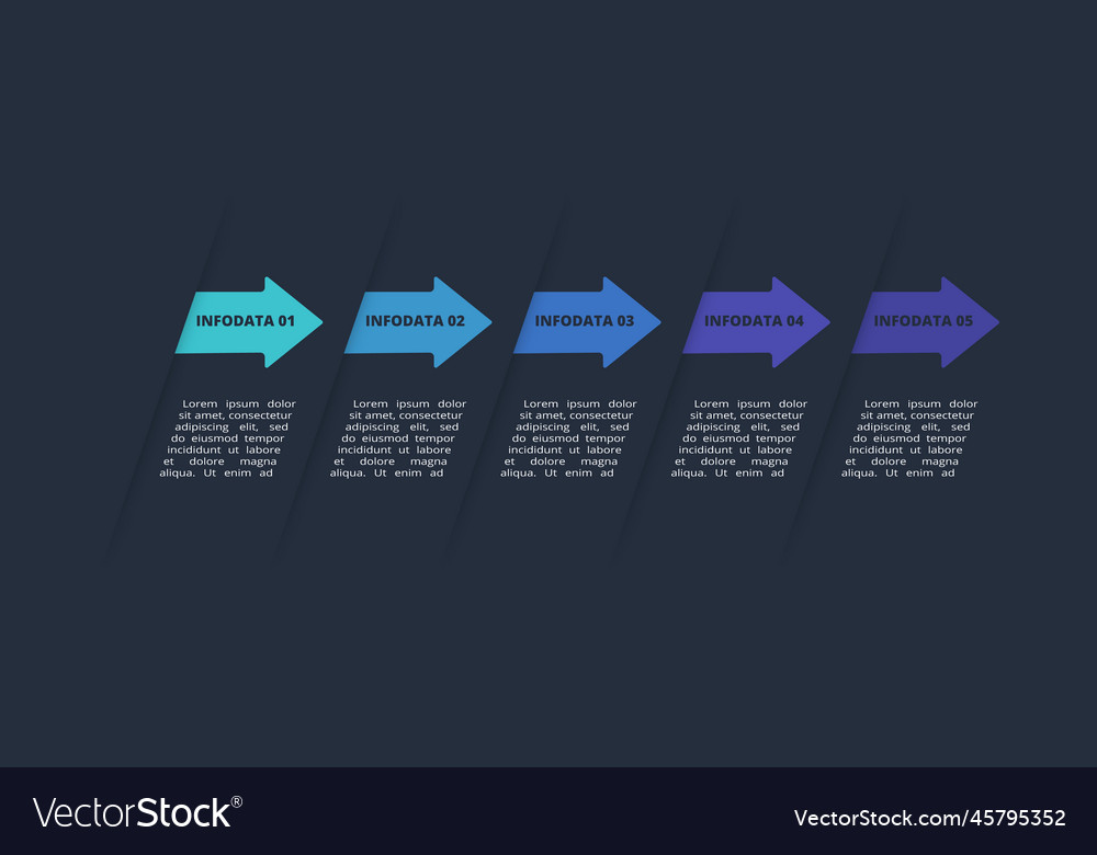 Arrows dark infographic with 5 elements template Vector Image