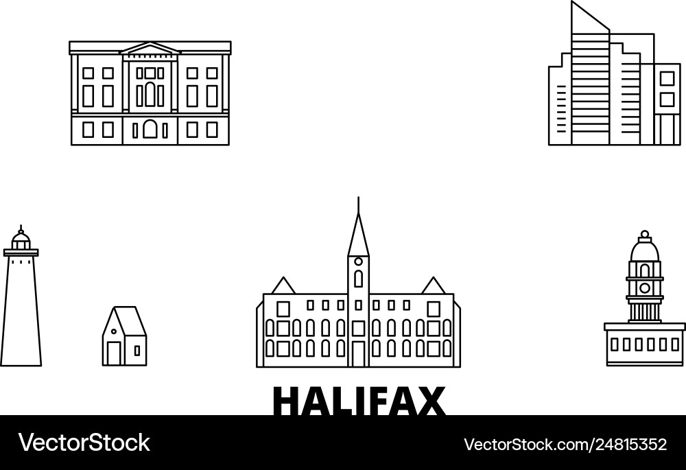 Canada halifax line travel skyline set Royalty Free Vector