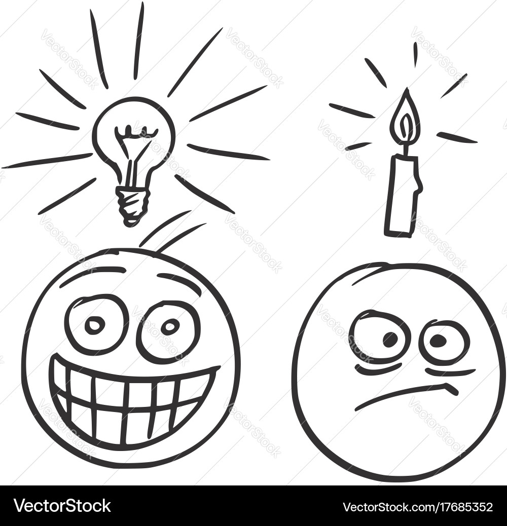 Cartoon of two men one with light bulb second Vector Image