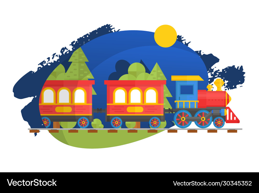 Children train on child railway isolated white Vector Image