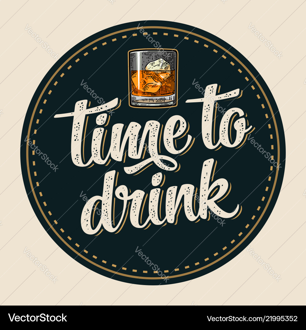 Coaster with bottle and glass beer whiskey Vector Image