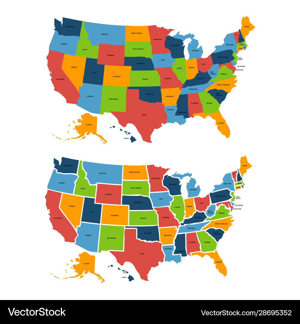 Colorful usa map with states Royalty Free Vector Image