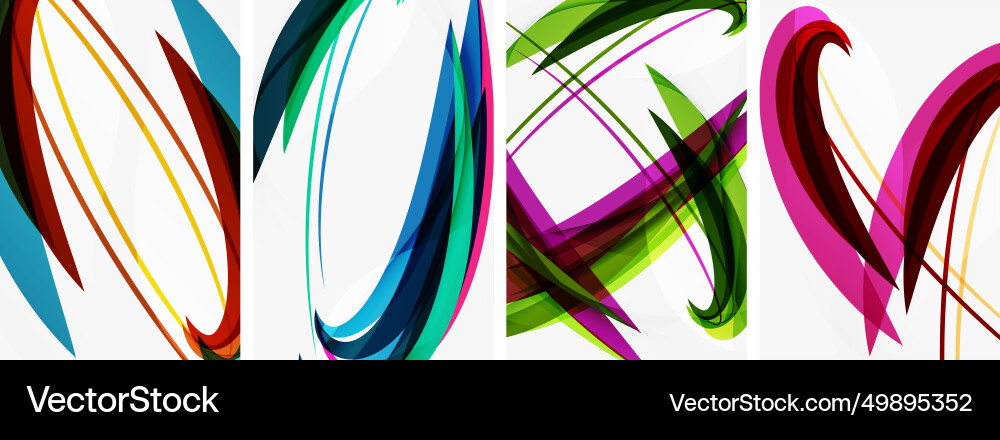 Colorful wave lines poster set for wallpaper Vector Image