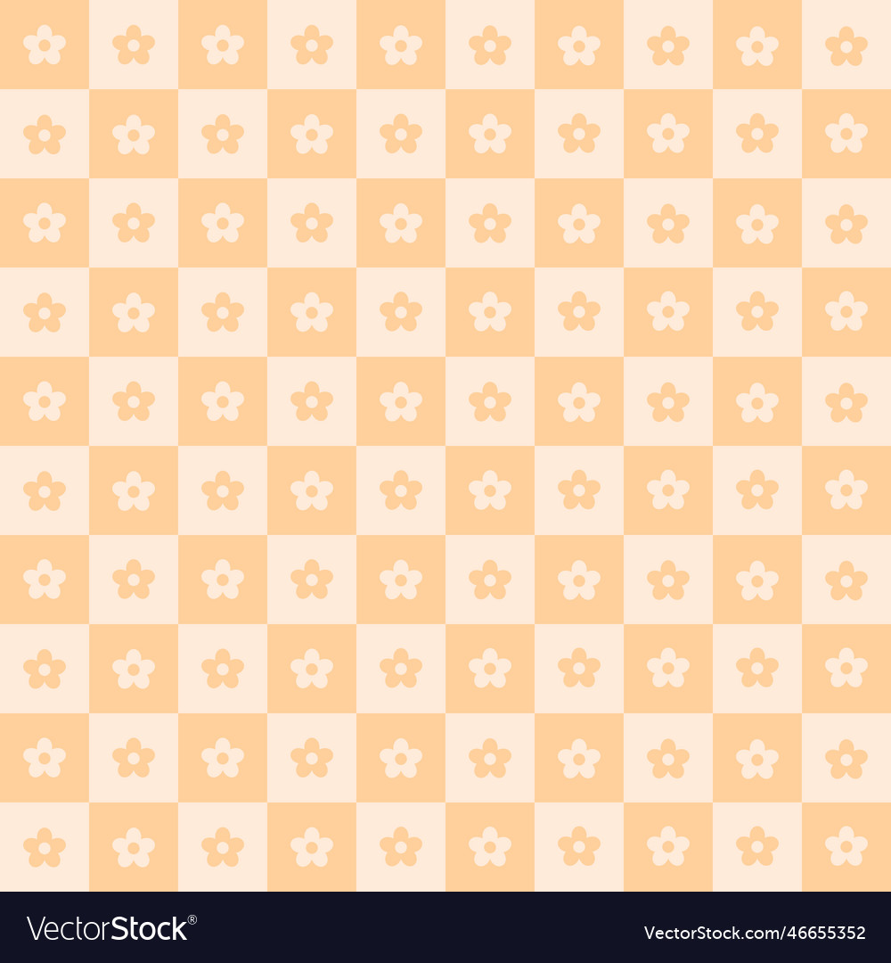 Flowers chess grid seamless pattern Royalty Free Vector