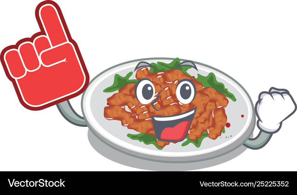 Foam finger sesame chicken in character shape Vector Image