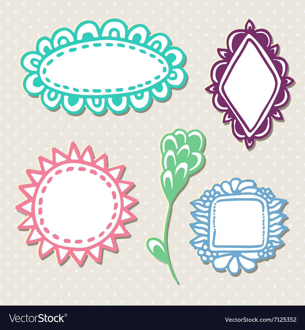 Hand drawn cute doodle frames set Royalty Free Vector Image