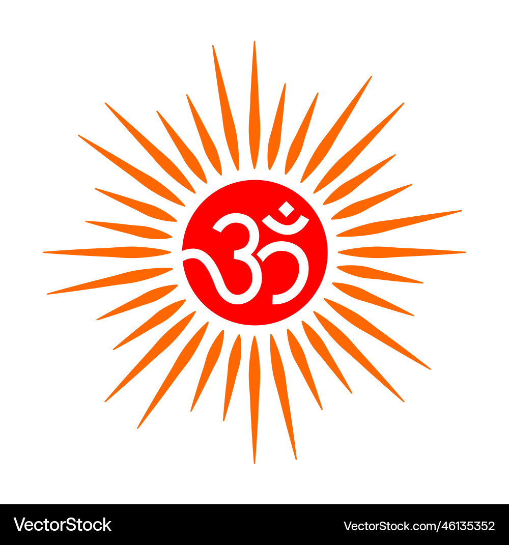 Hindu holy om sign with sun rays Royalty Free Vector Image