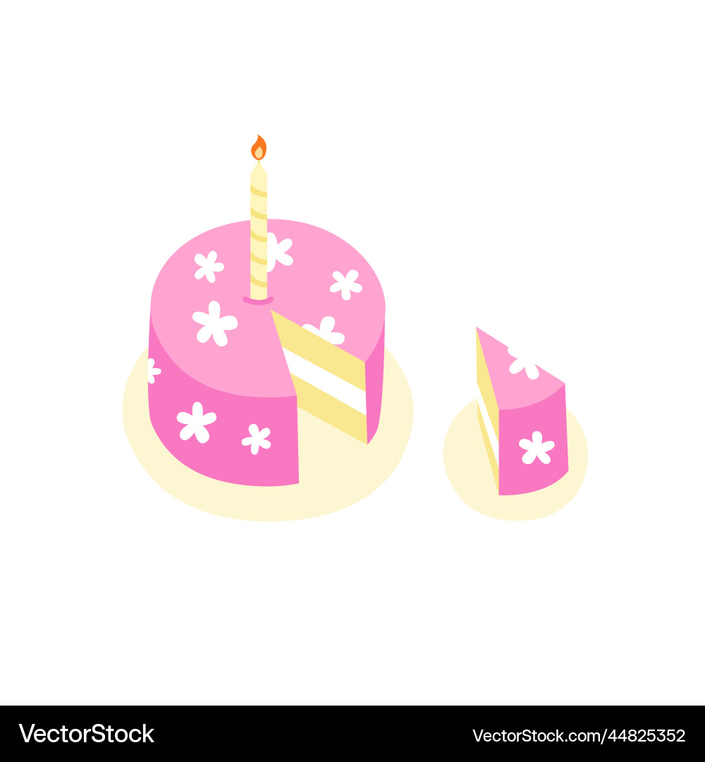 Pink birthday bento mini cake with celebration Vector Image