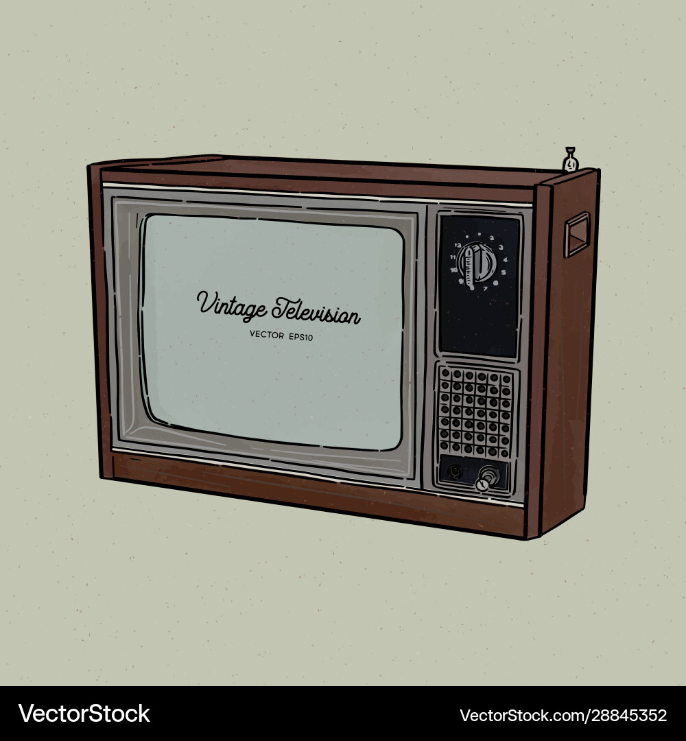 Retro television tv old style sketch Royalty Free Vector