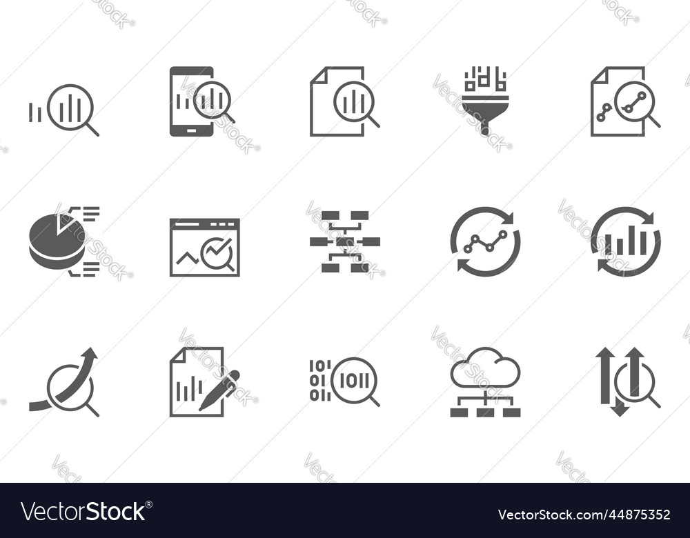Set of data analysis icons Royalty Free Vector Image