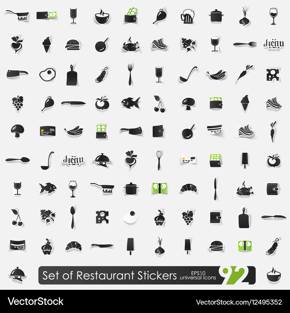 Set of restaurant stickers Royalty Free Vector Image