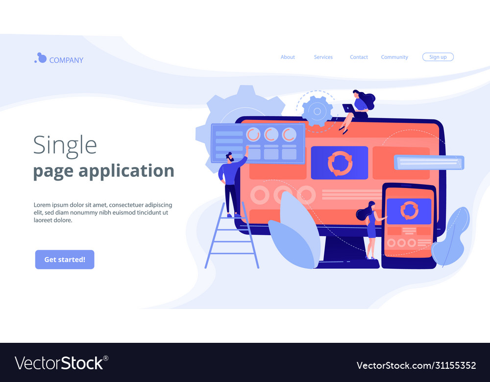 Single page application concept landing Royalty Free Vector
