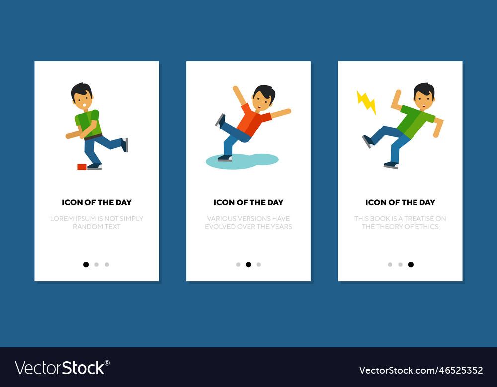 Stumbling person thin flat icon set Royalty Free Vector