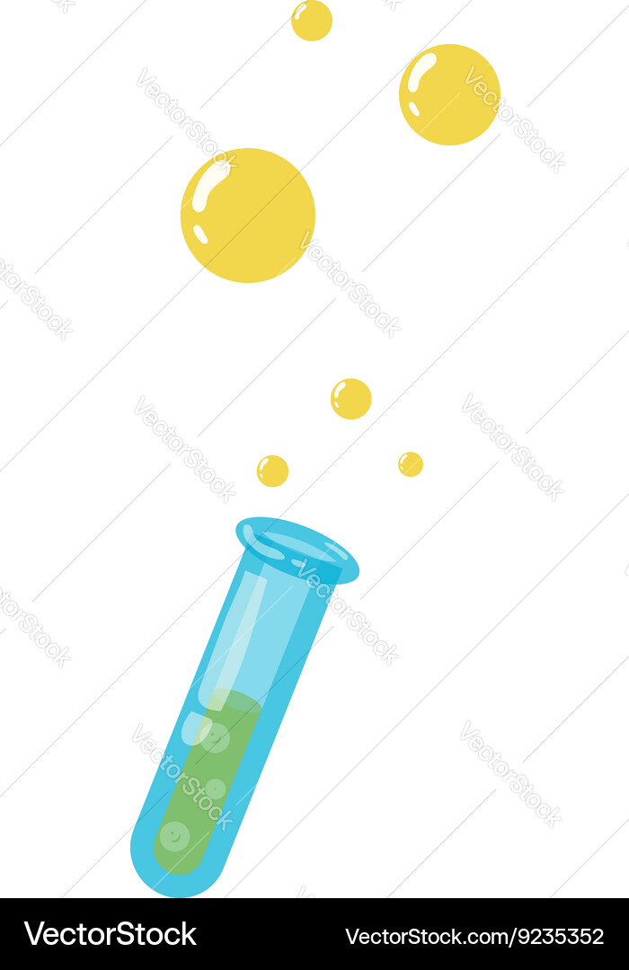Test tube with bubbles icon cartoon style Vector Image