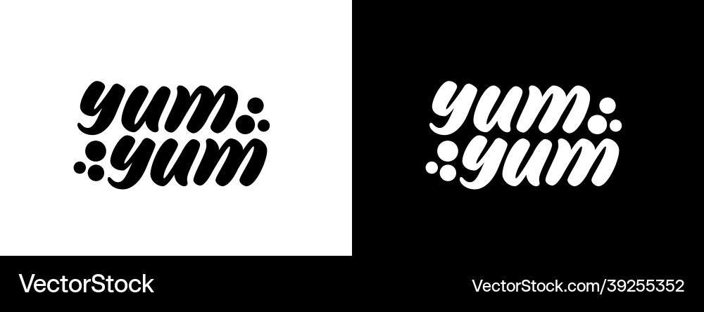 Yum yummy handwritten word Royalty Free Vector Image