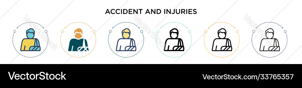 Accident and injuries icon in filled thin line Vector Image