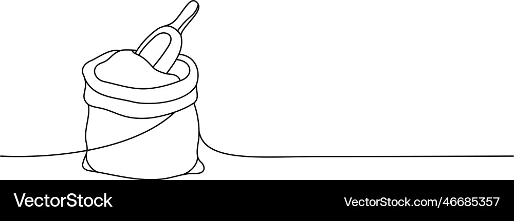 Bag of flour one line continuous drawing bakery Vector Image