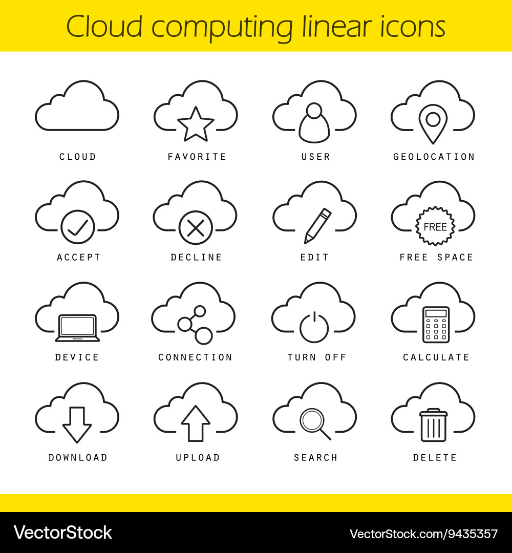 Cloud computing icons Royalty Free Vector Image
