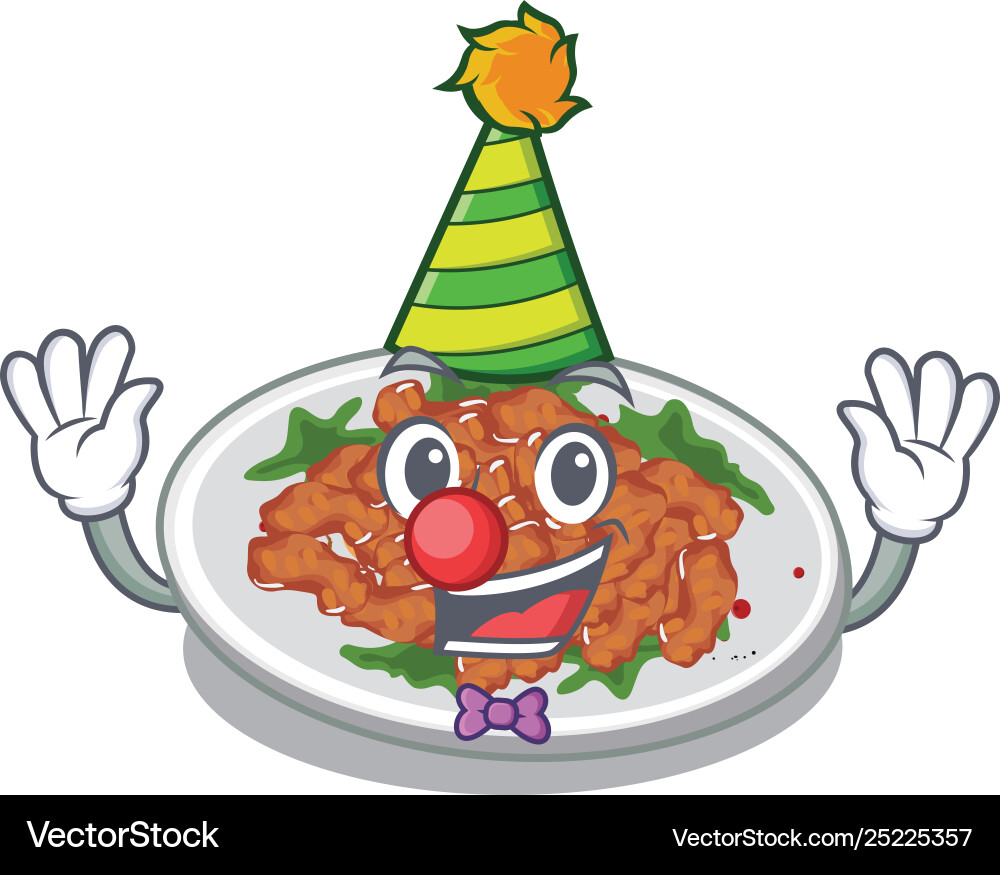 Clown sesame chicken in character shape Royalty Free Vector