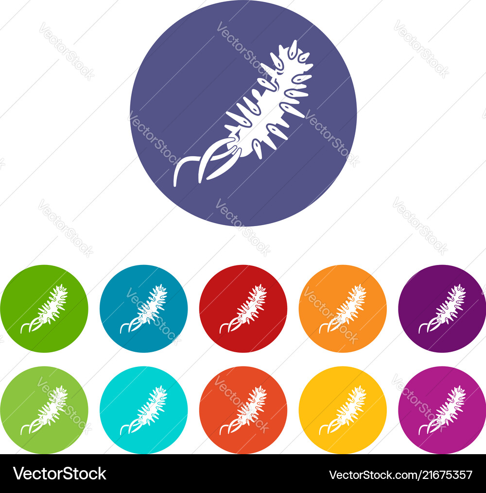 E coli bacteria icons set color Royalty Free Vector Image