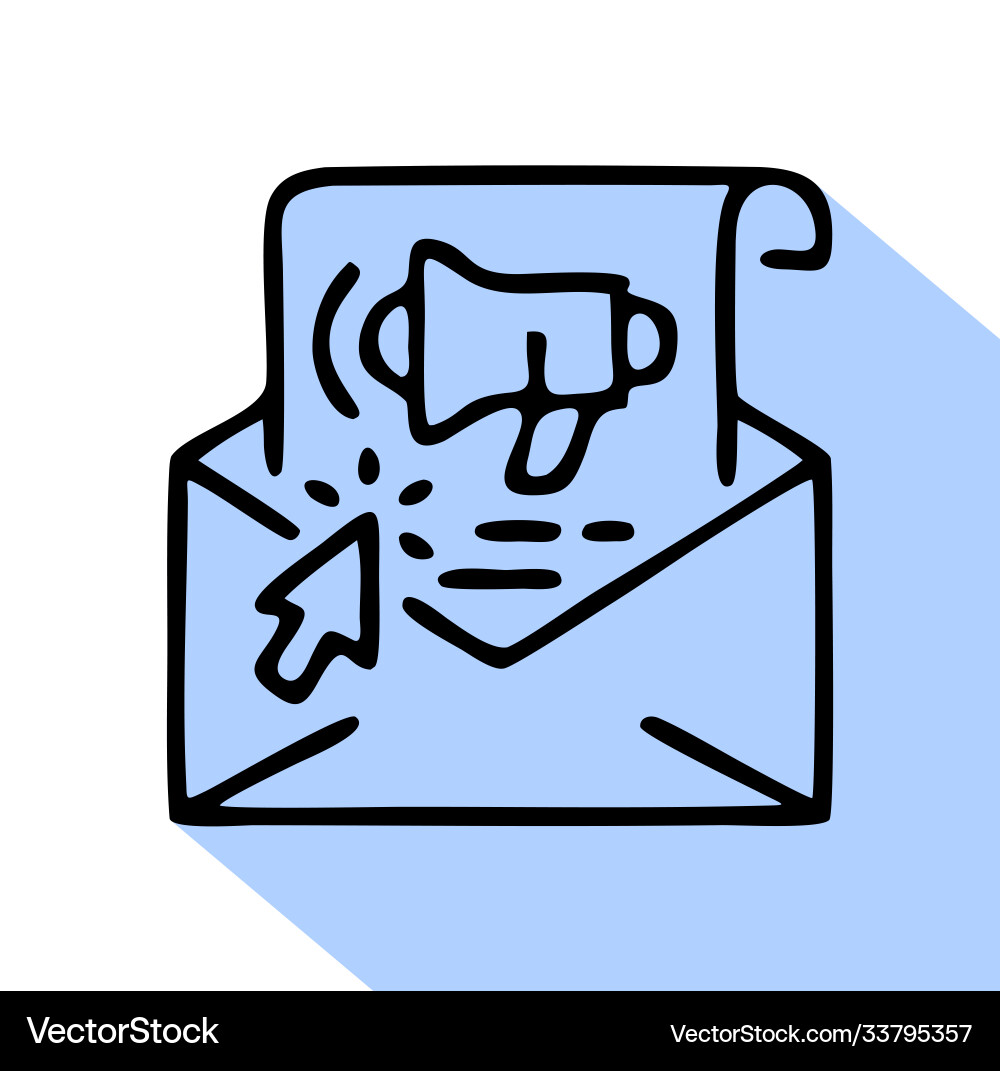 E-mail newsletter flat line icon copywriting Vector Image