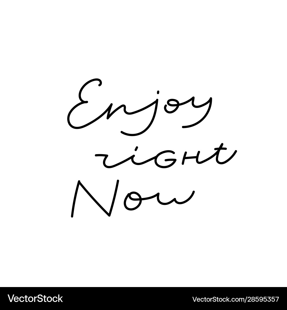 Enjoy right now calligraphy quote lettering Vector Image