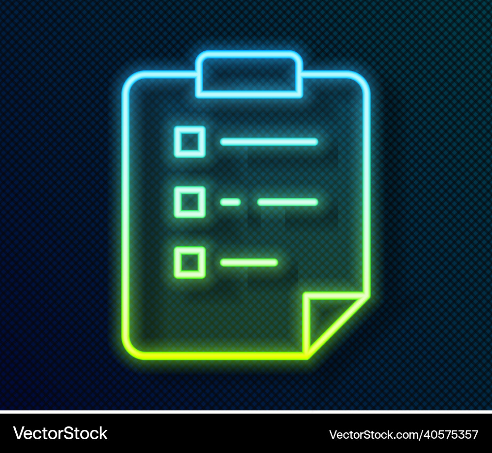 Glowing neon line clipboard with checklist icon Vector Image