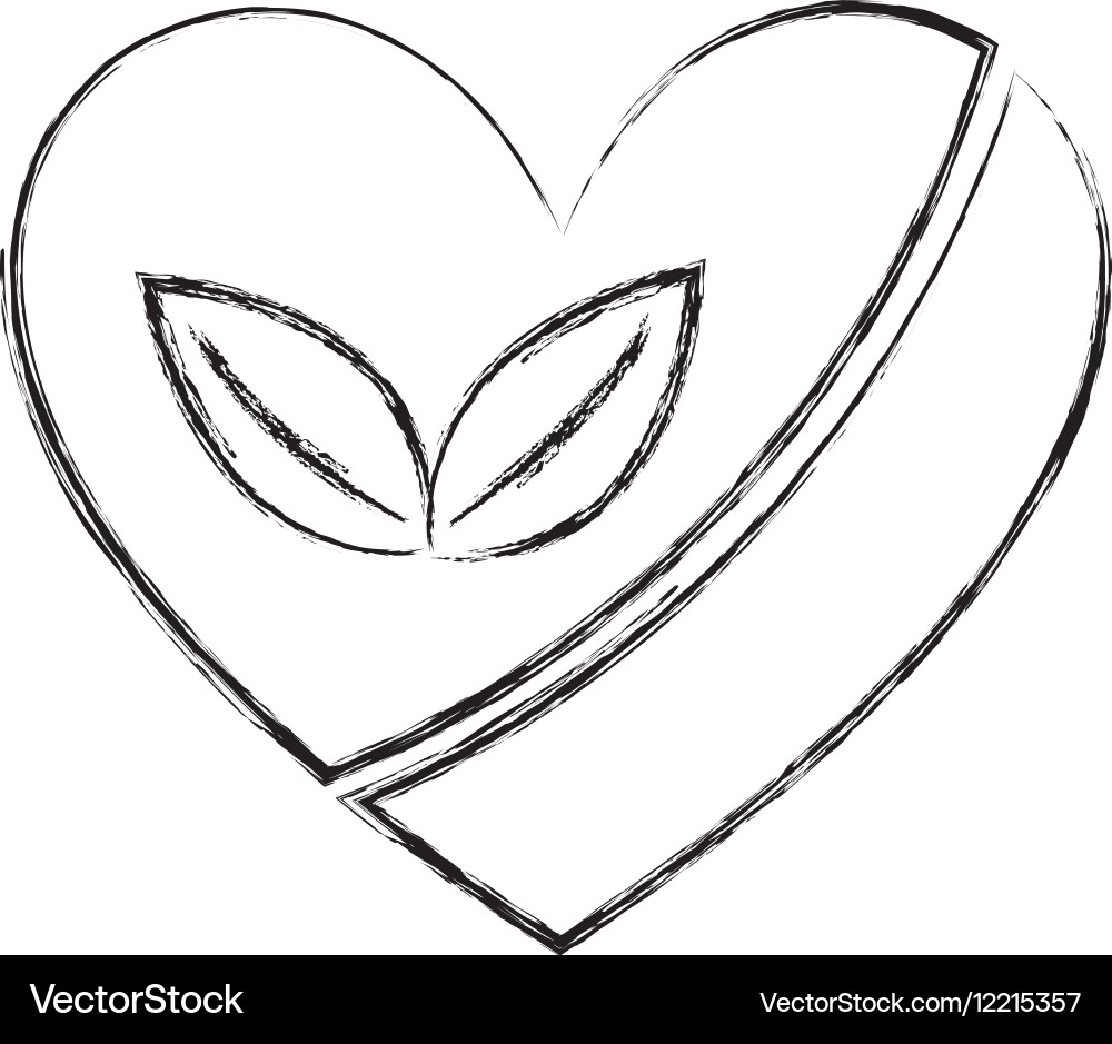 Heart with leafs plant icon Royalty Free Vector Image