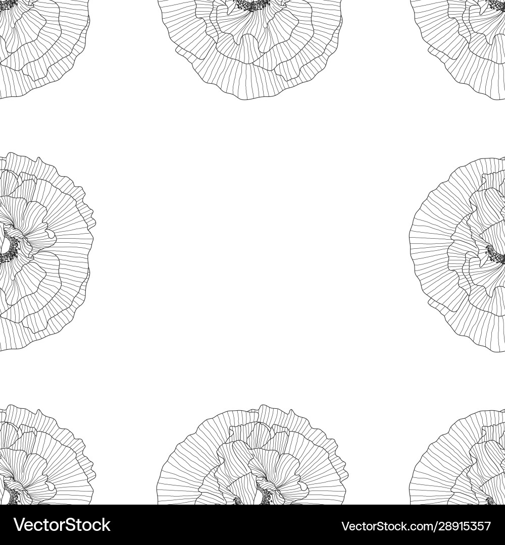 Line pattern with poppies monochrome floral Vector Image