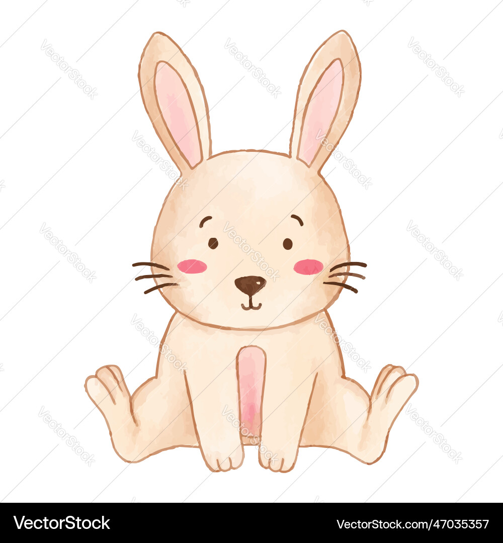 Rabbit is sitting watercolor paint design cute Vector Image
