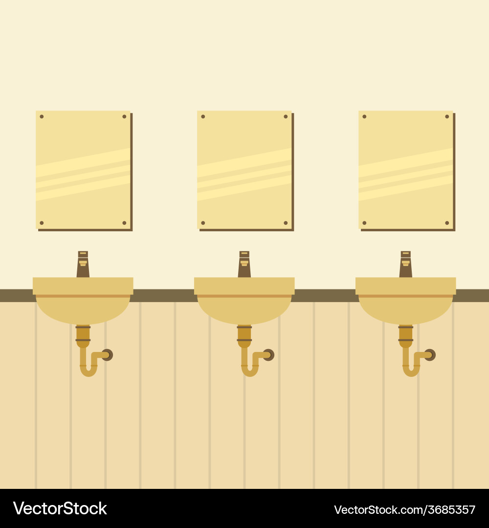 Row of lavatories with mirrors Royalty Free Vector Image