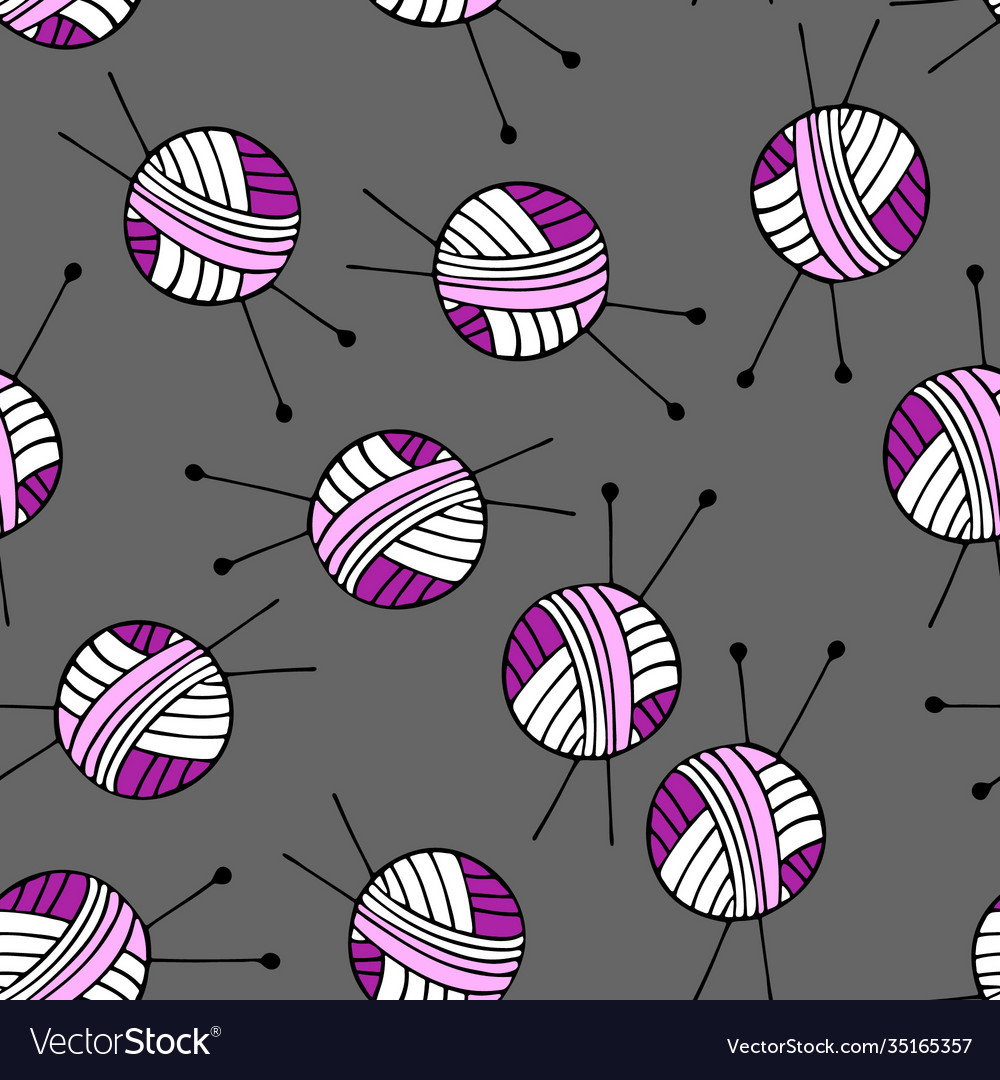 Seamless pattern with a ball knitting thread Vector Image