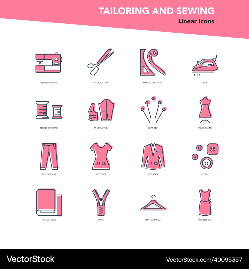 Set of colored linear icons - sewing Royalty Free Vector