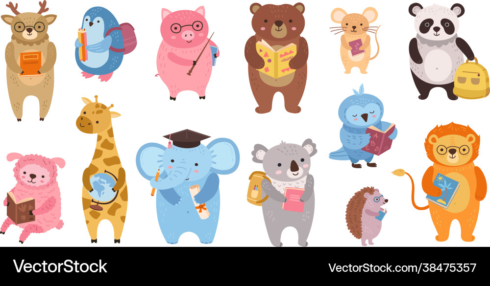 Smart animals cute animal teacher owl study Vector Image