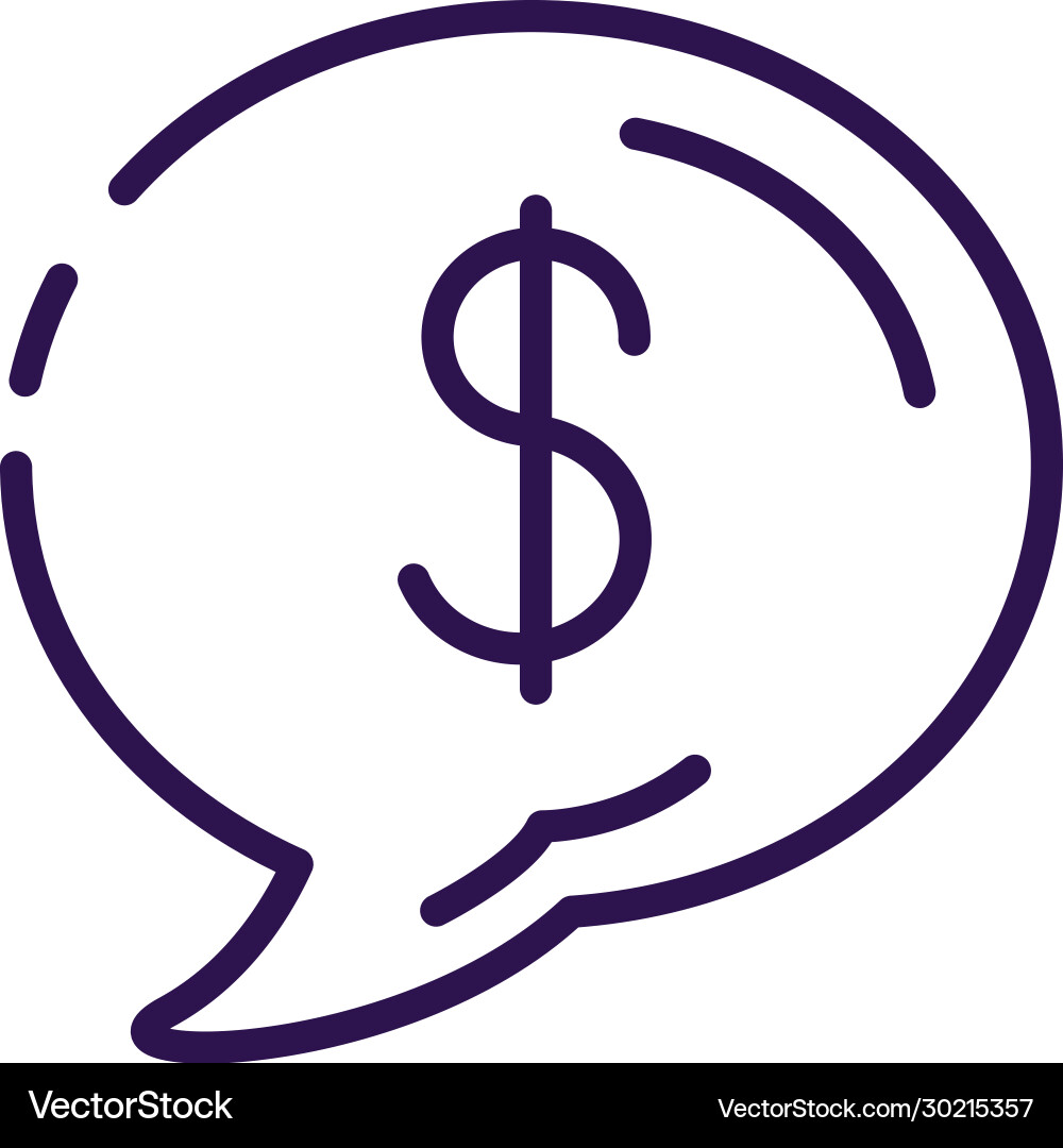 Speech bubble with money symbol line style icon Vector Image