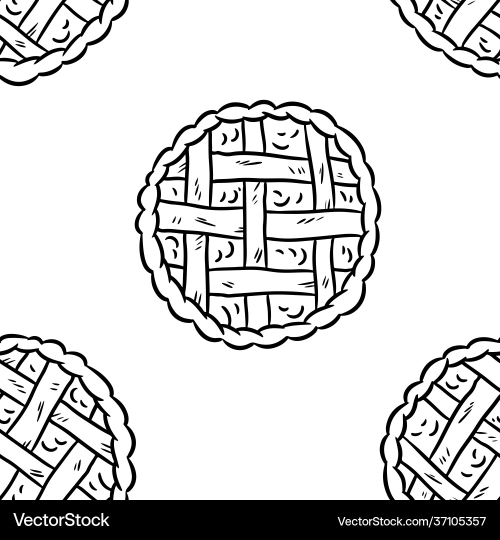 Tasty pie doodles seamless pattern cute cartoon Vector Image
