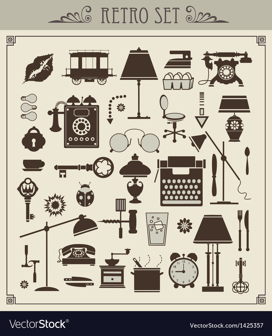 Vintage objects Royalty Free Vector Image - VectorStock