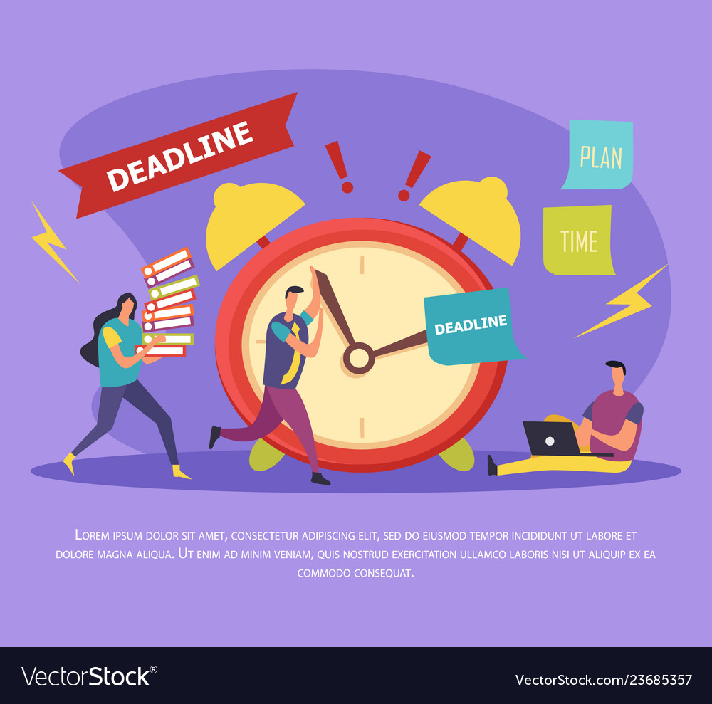 Work in deadline flat composition Royalty Free Vector Image