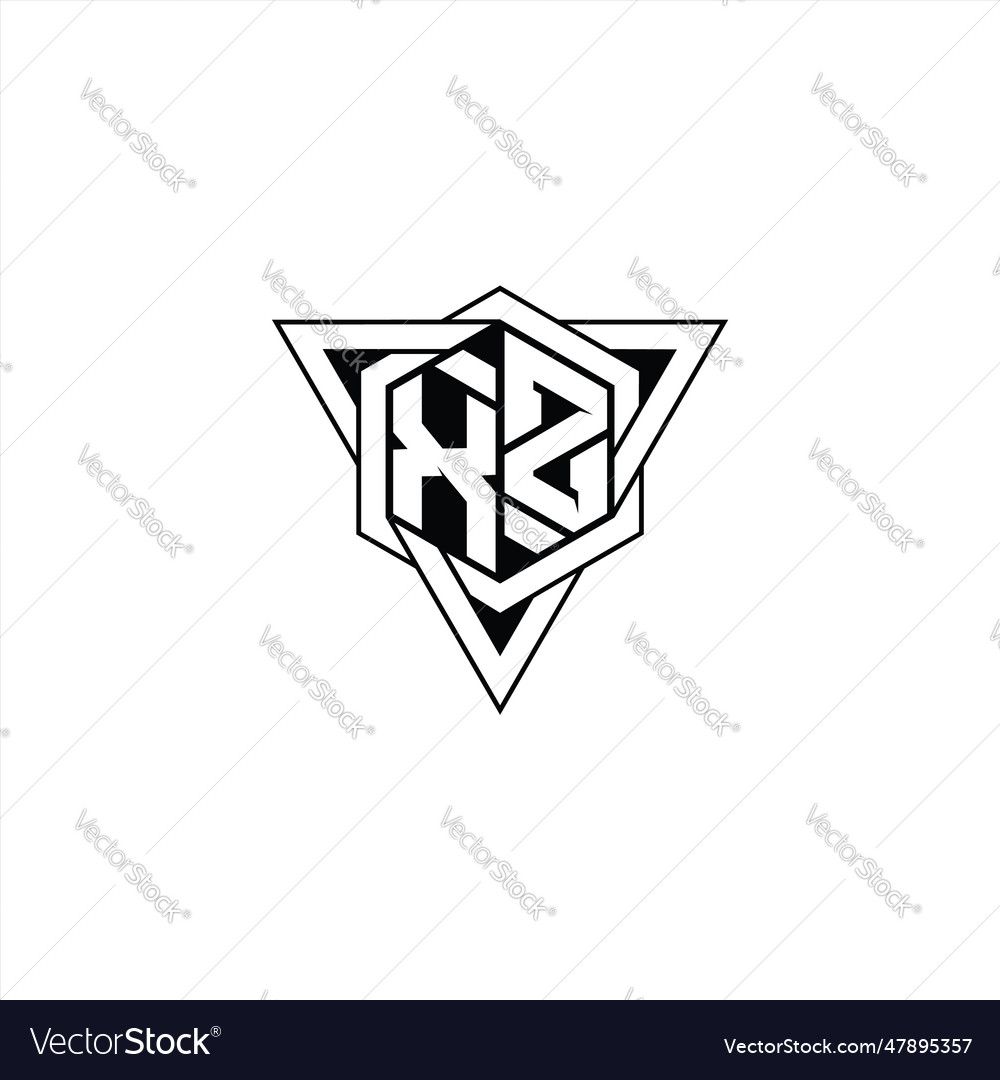 Xz letter logo monogram hexagon shape Royalty Free Vector